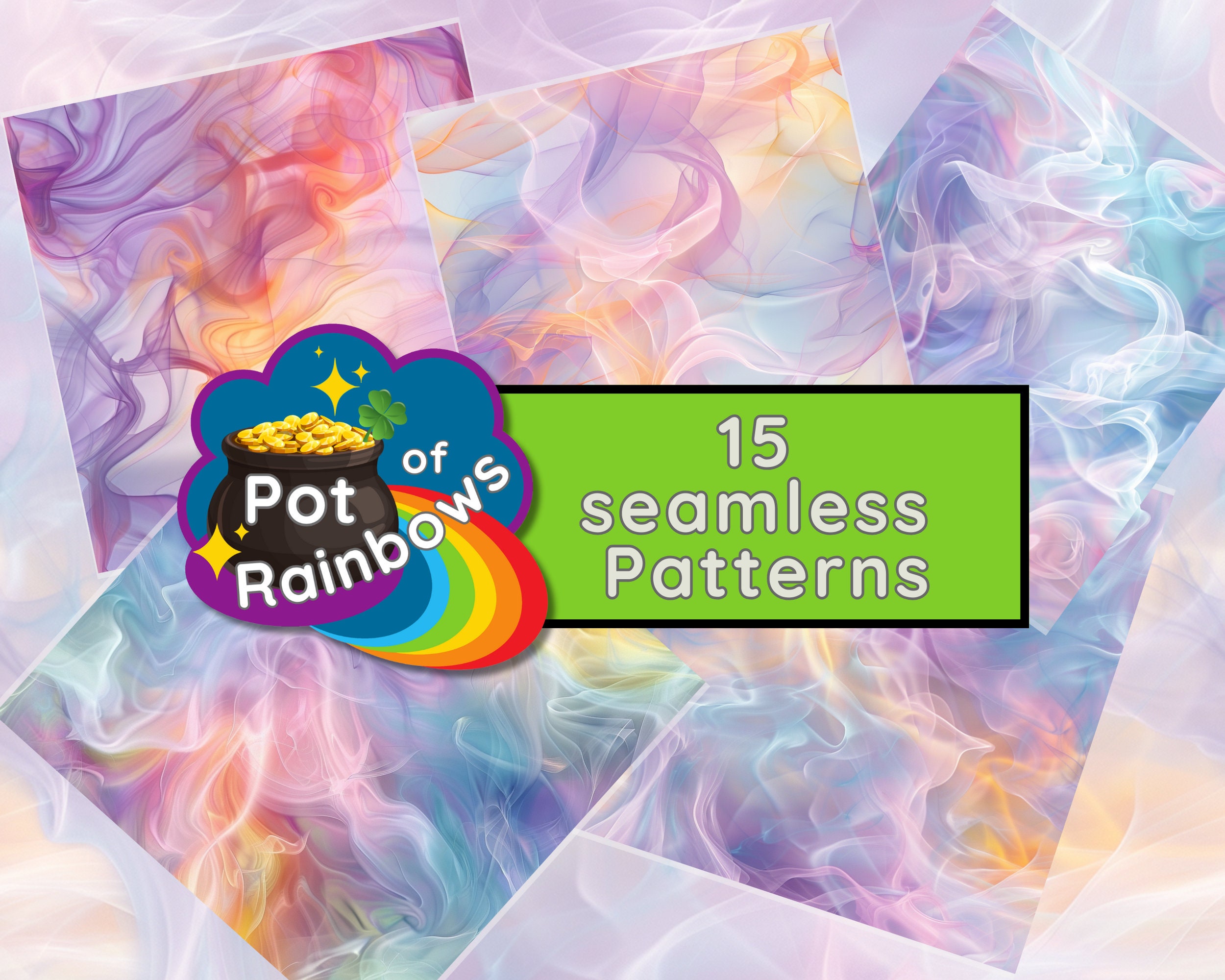 Unicorn Dream Clouds Seamless Patterns: Kids Scrapbook Background (PNG ...