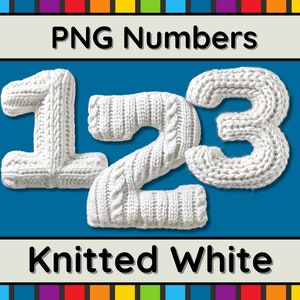 0 to 9 Clipart Font Typography Numbers Knitted White PNG Transparent ...