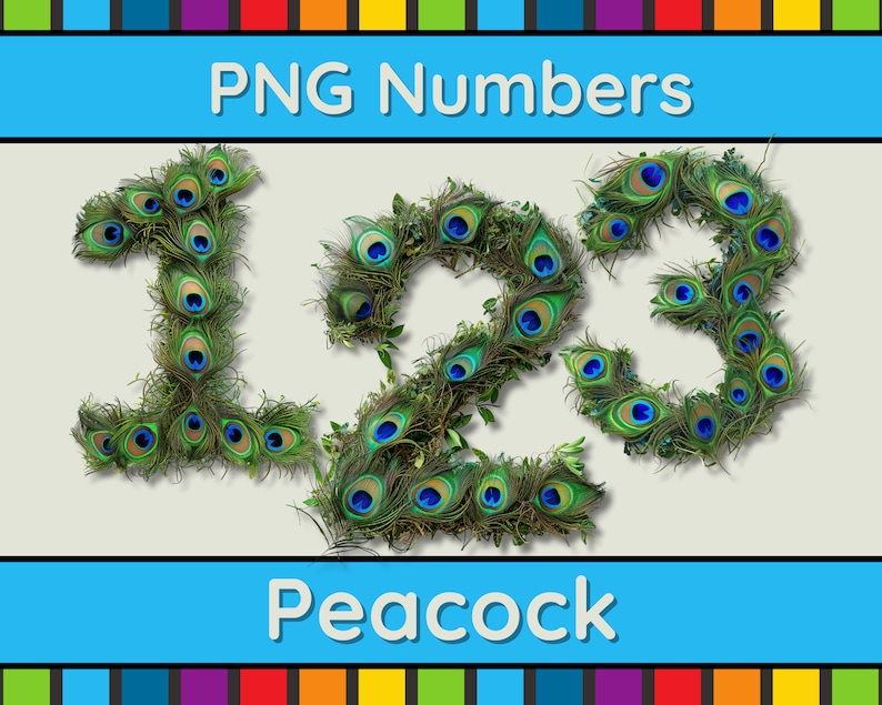 0 to 9 Clipart Font Typography Numbers Peacock Feather PNG Transparent ...