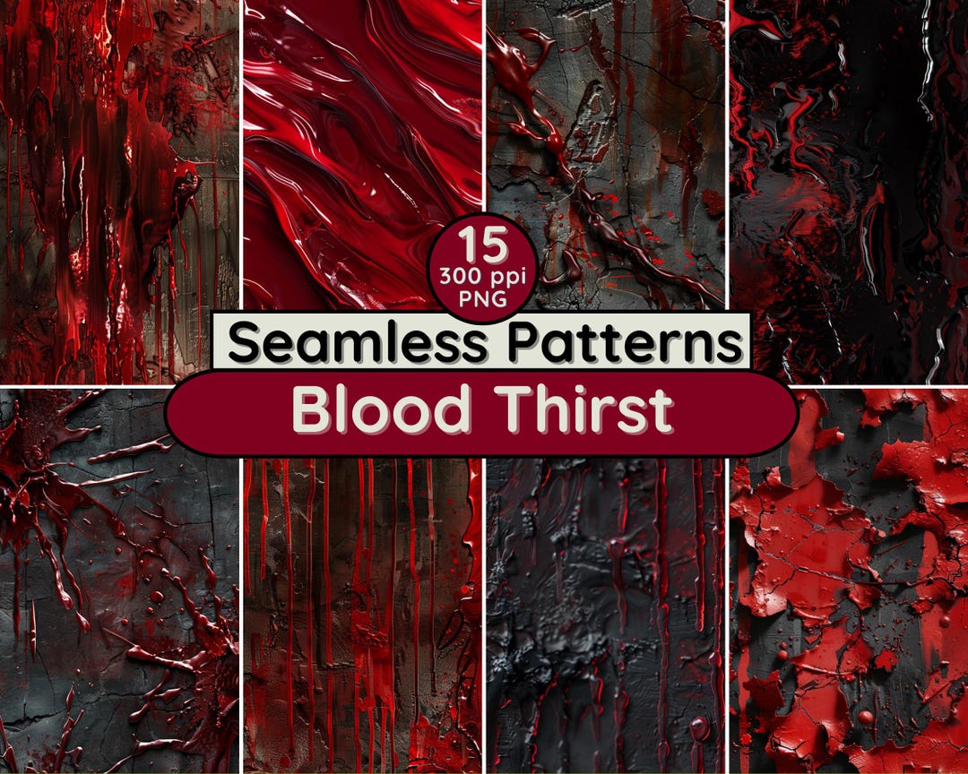 Crimson Horror Seamless Patterns: Bloody Halloween Backgrounds (PNG ...