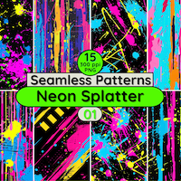 Neon Paint Splatter Digital Papers - Paint Splash Digital Scrapbooking ...
