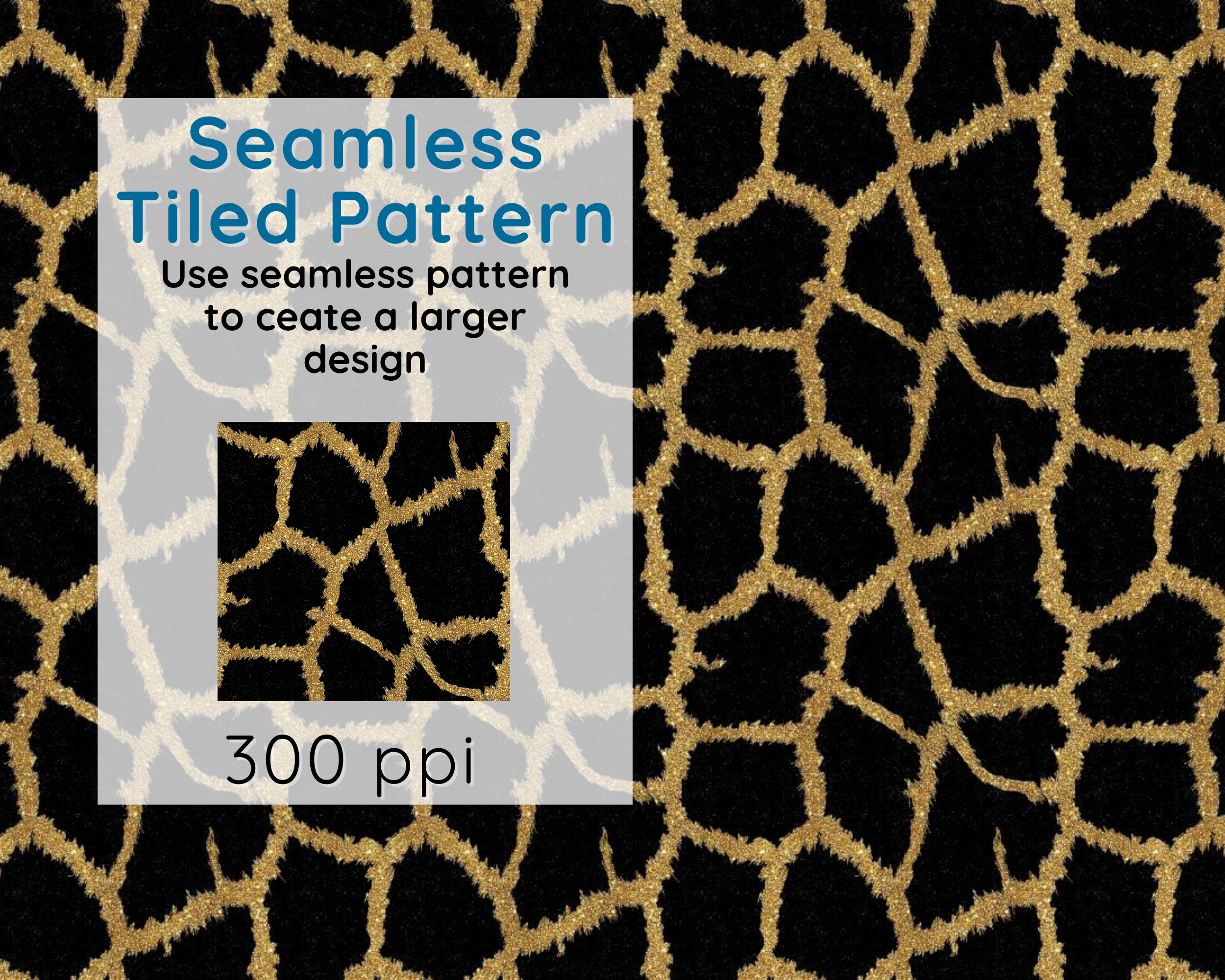 Animal Safari Seamless Patterns: Black and Gold Digital Paper (PNG) - Etsy