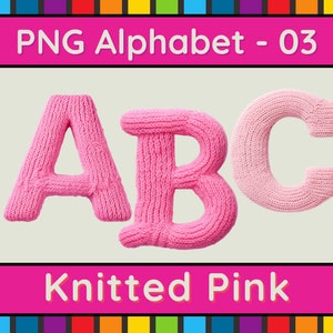Alphabet A to Z Clipart Knitted Pink Uppercase Letters and Numbers 0 to ...