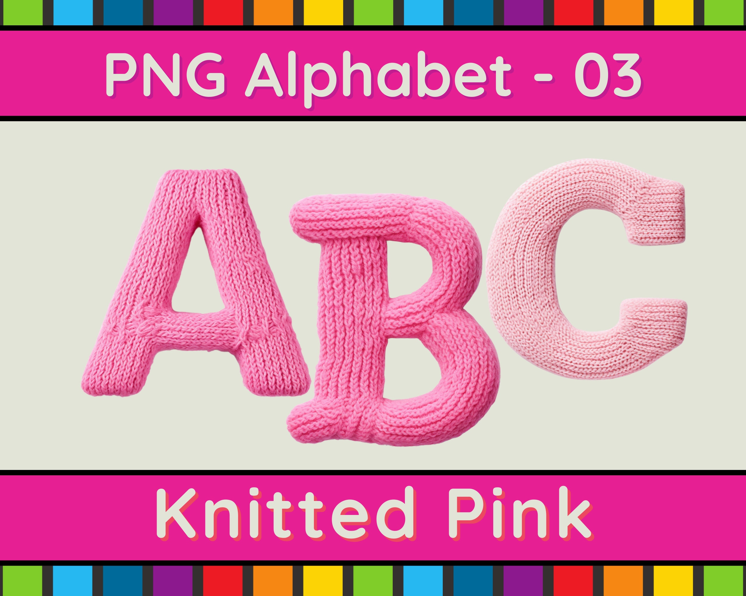 Alphabet A to Z Clipart Knitted Pink Uppercase Letters and Numbers 0 to ...