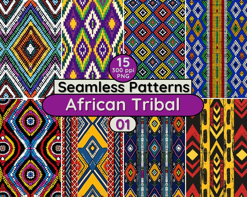 African Tribal Seamless Patterns: PNG Backgrounds (digital Download) - Etsy