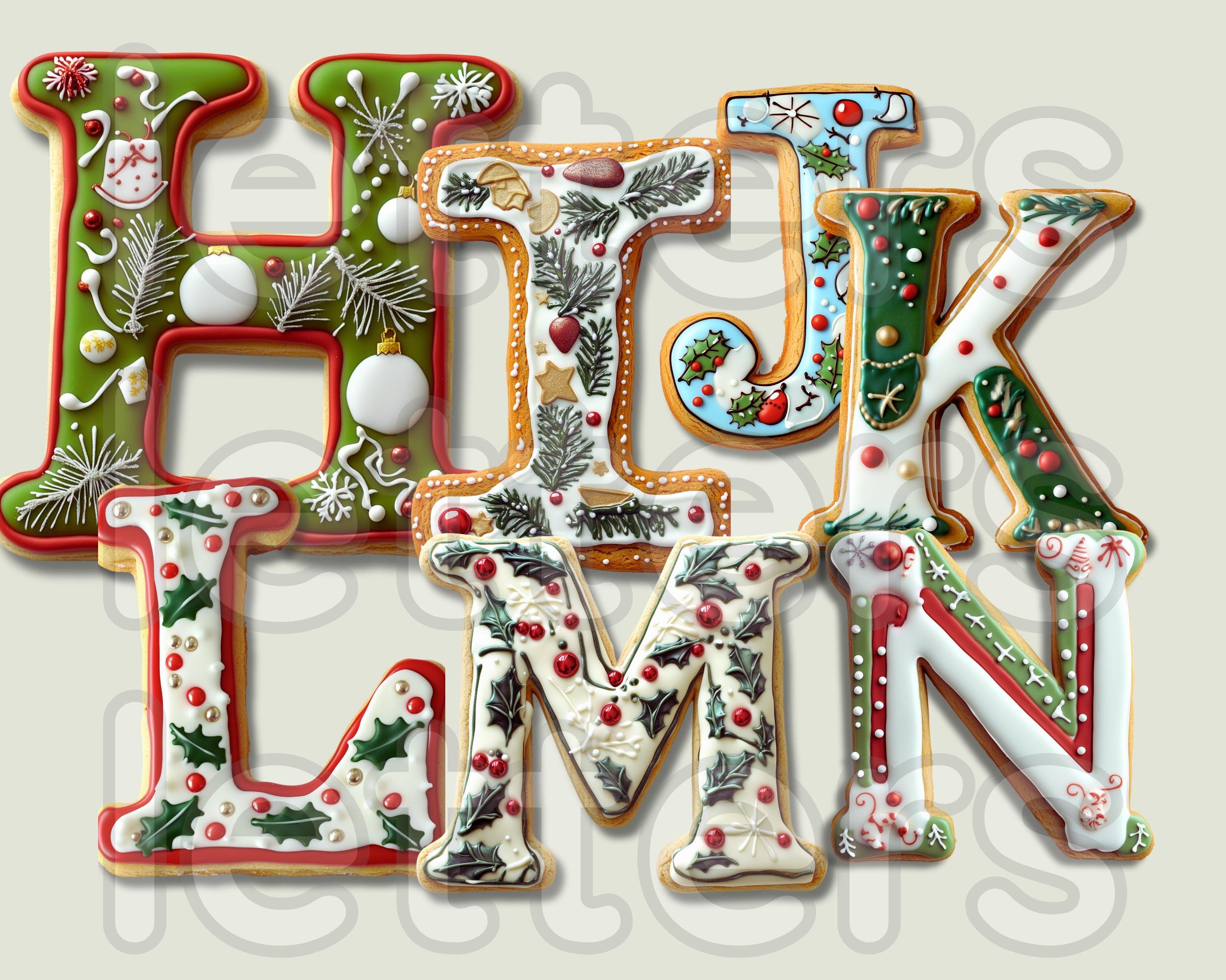 Christmas Cookie Font Clipart: A-Z Letters & 0-9 Numbers (digital ...