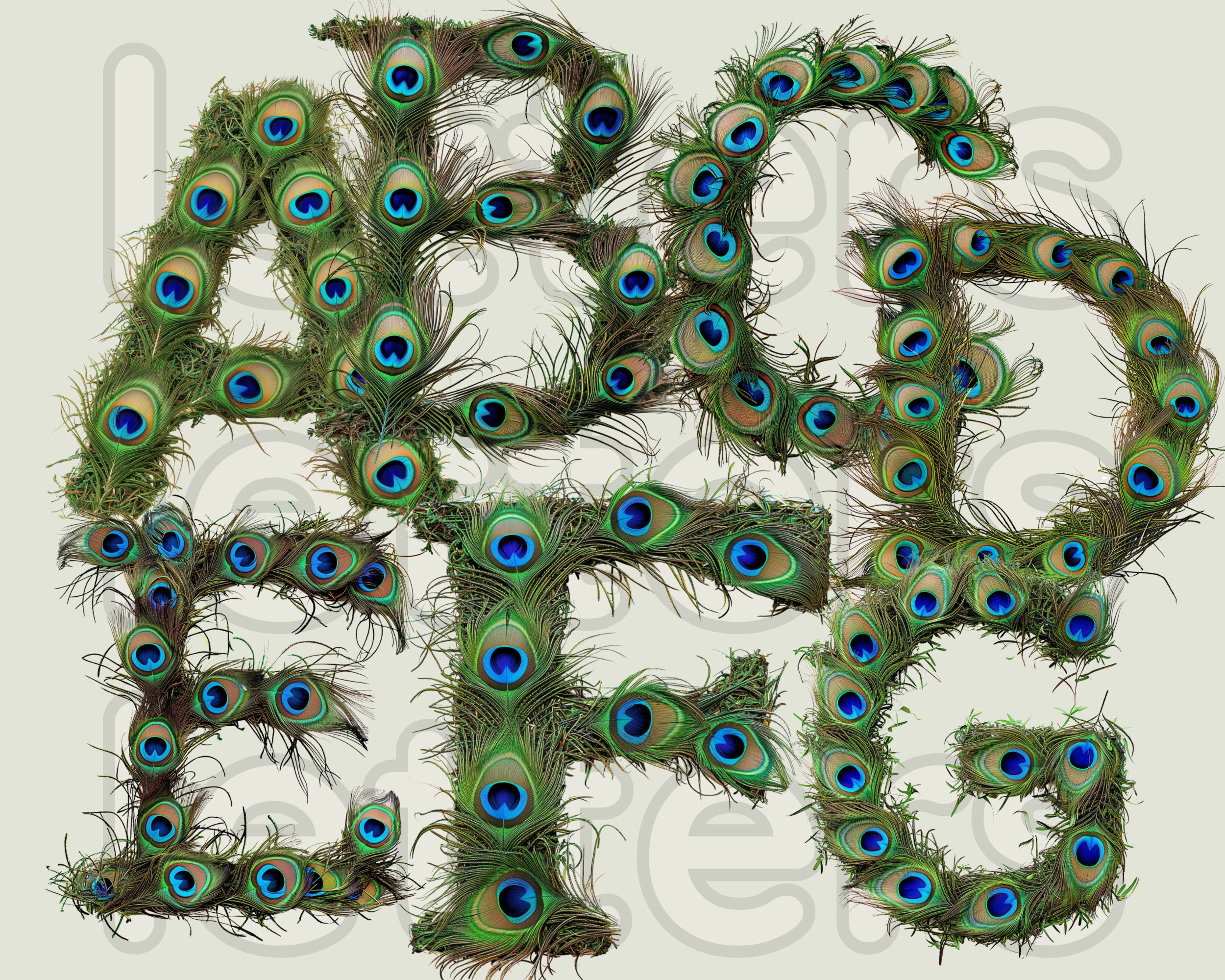 A to Z Clipart Font Peacock Typography Uppercase Alphabet Letters PNG ...