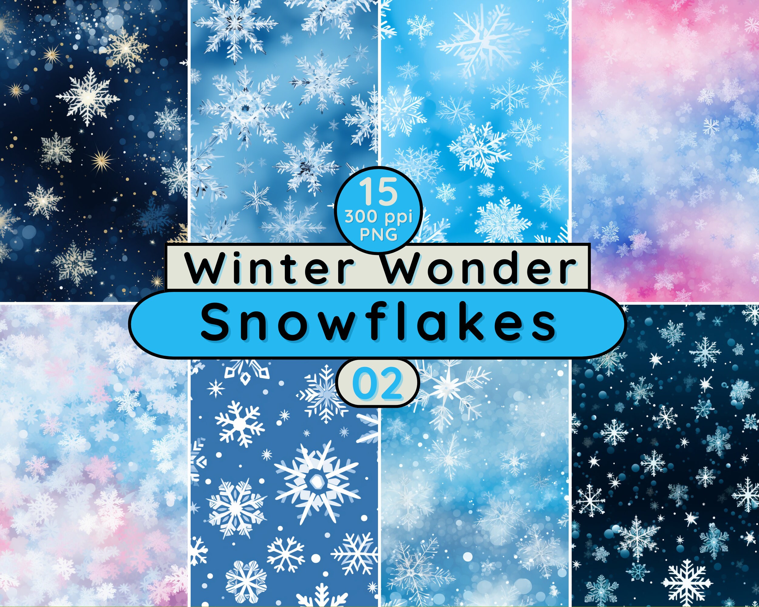 Seamless PNG Frozen Winter Snowflake Digital Patterns Background DIY ...