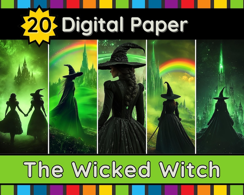 Wicked Witch Digital Paper, Wizard of Oz Printable (digital Download ...