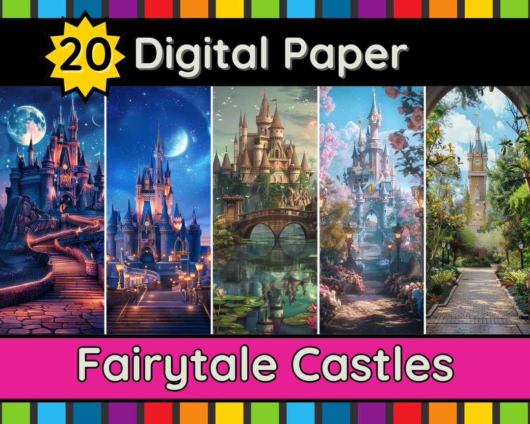 Fairytale Castle Background Backdrop Photo Booth Digital Paper ...