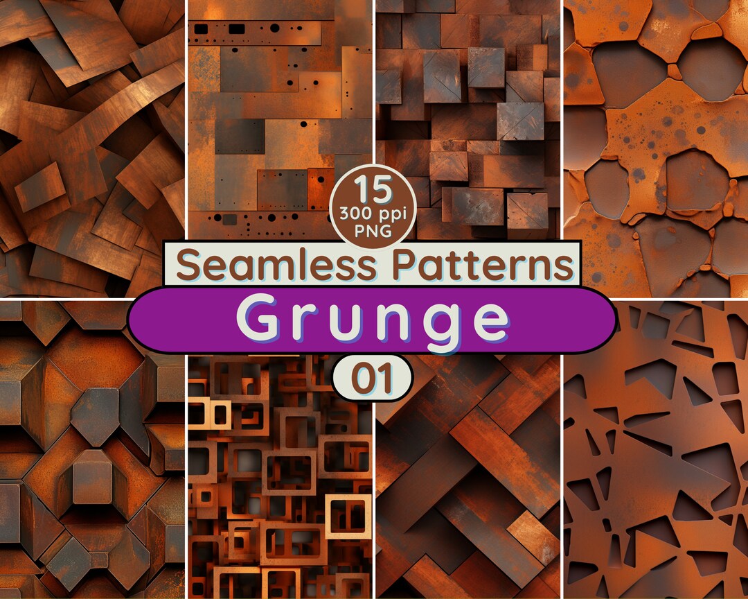 Grunge Rusted Seamless Patterns: Corten Steel Texture (PNG Digital ...