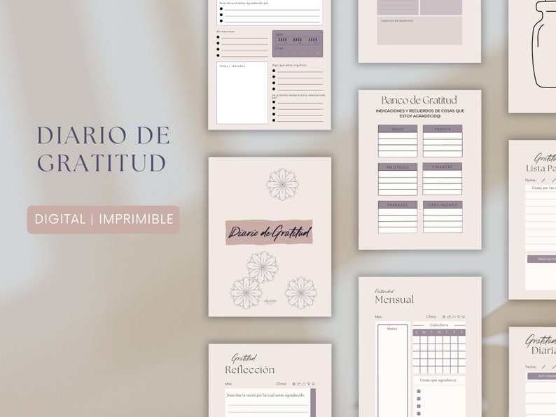 Diario De Gratitud | Digital | Printable | Gratitude Journal | Undated ...