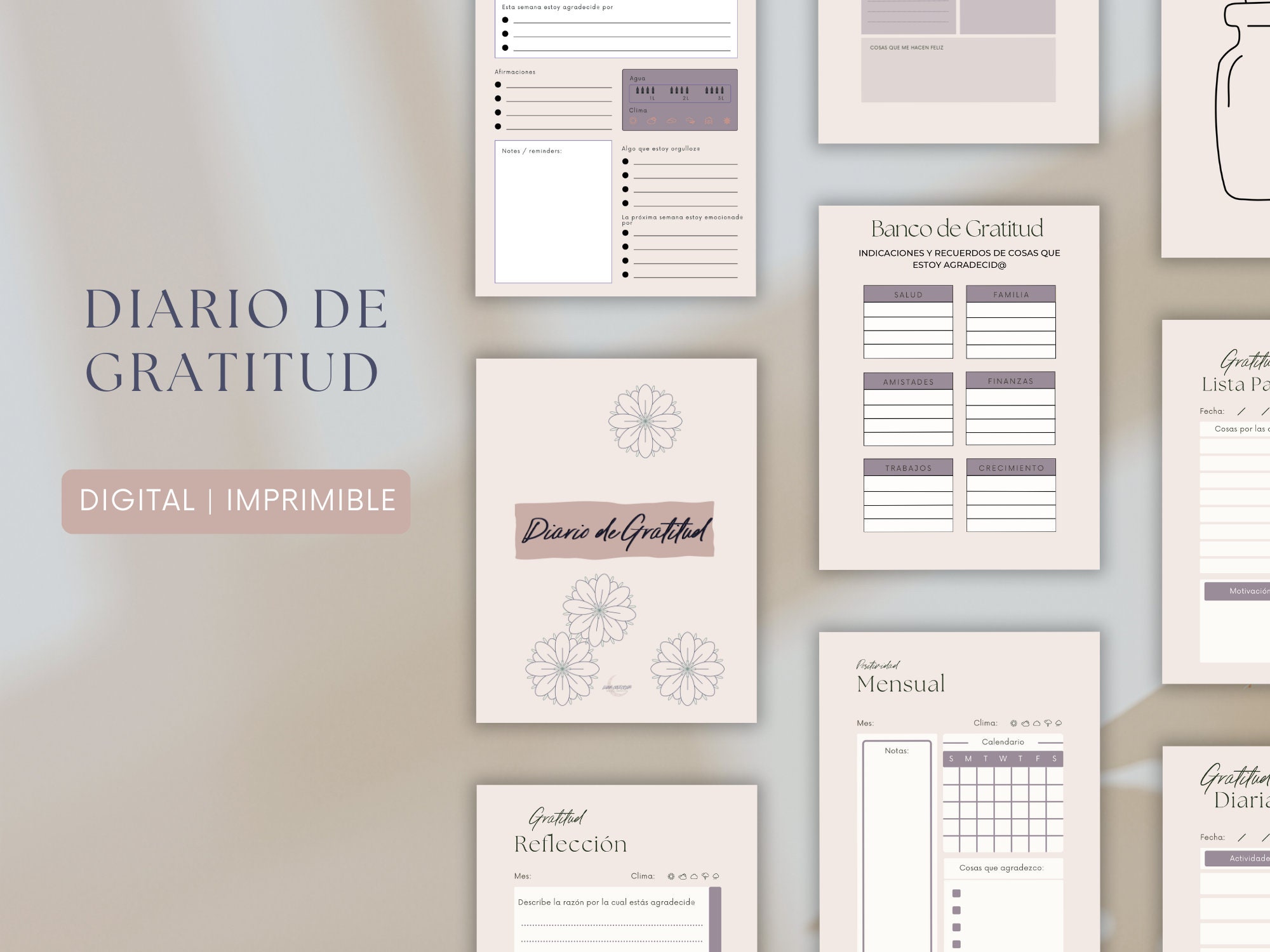 Diario De Gratitud | Digital | Printable | Gratitude Journal | Undated ...