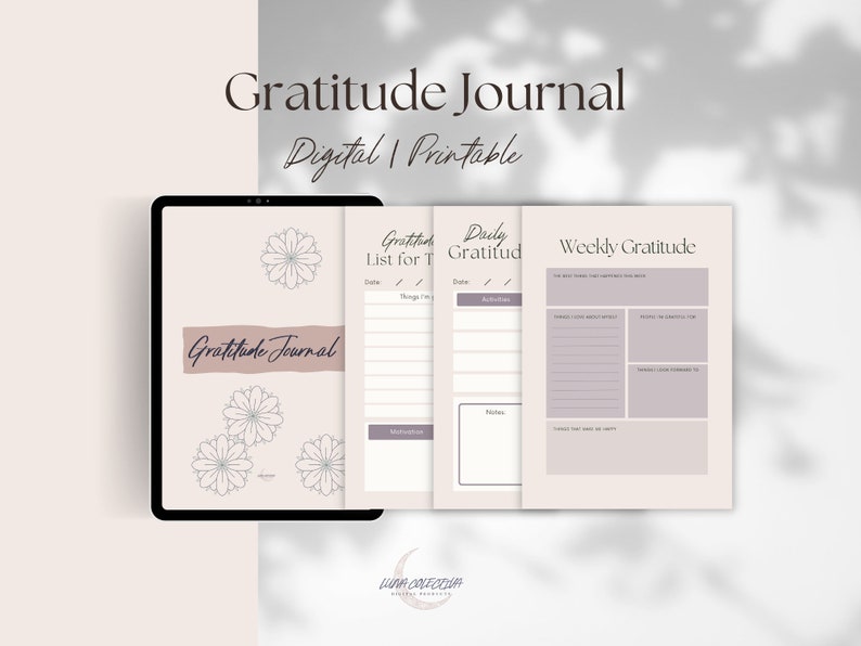 Gratitude Journal | Digital & Printable | Journal Prompts | Reflection ...