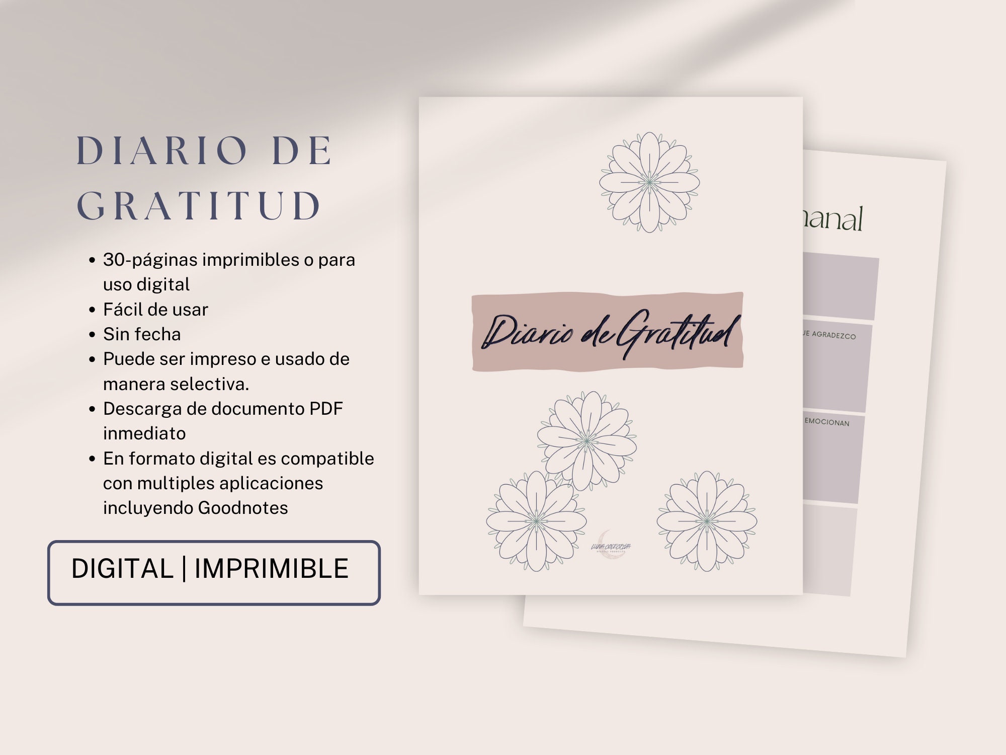 Diario De Gratitud | Digital | Printable | Gratitude Journal | Undated ...