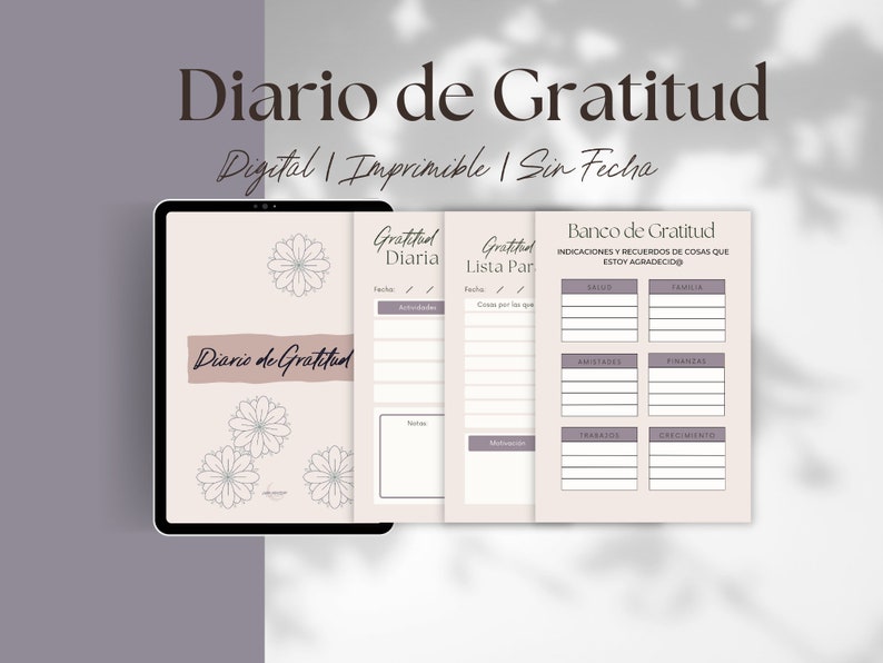 Diario De Gratitud | Digital | Printable | Gratitude Journal | Undated ...