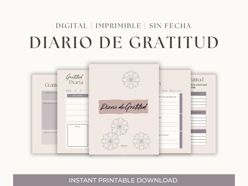 Diario De Gratitud | Digital | Printable | Gratitude Journal | Undated ...