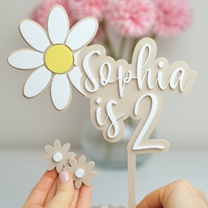 Personalized Daisy Cake Topper: Double Layered Acrylic, Floral Party ...