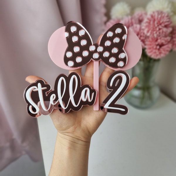 Minnie Mouse Ears and Bow Cake Toppers - Etsy