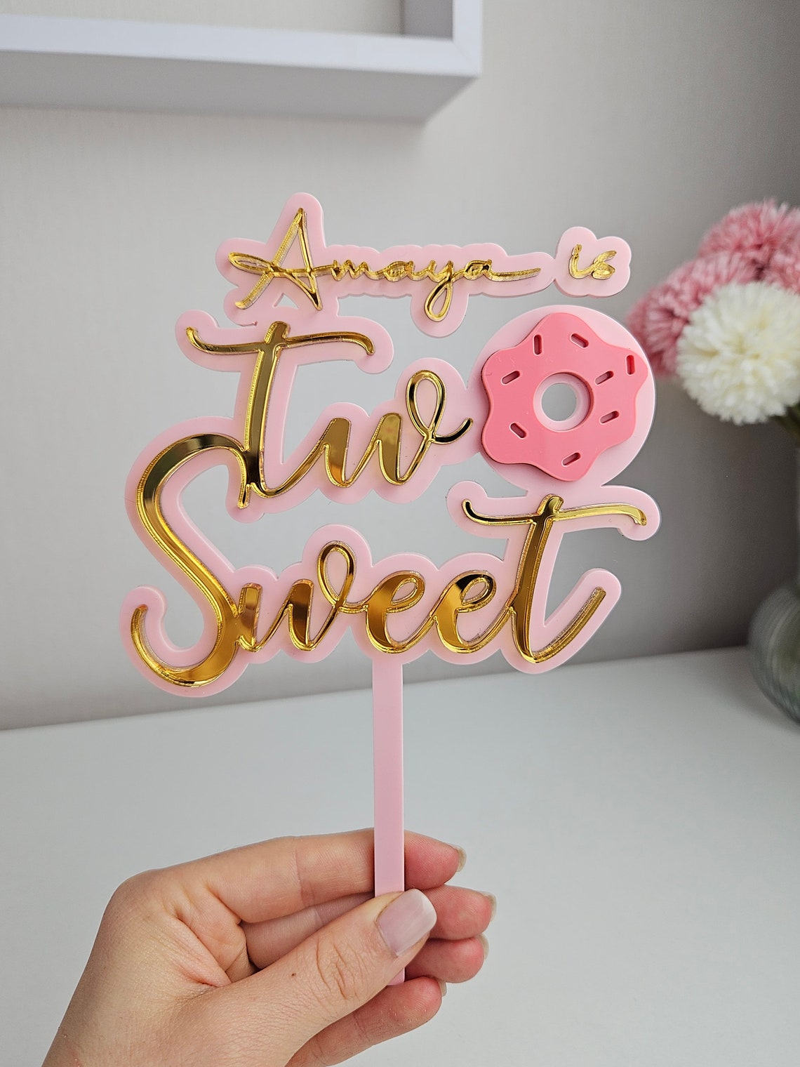Personalized Two Sweet Donut Cake Topper: 2nd Birthday Party Decor - Etsy