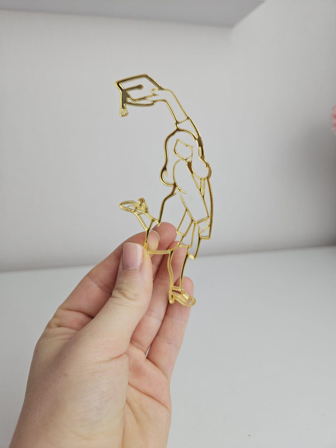 Acrylic Graduation Cake Topper: Female Graduate Outline, Gold Cake ...