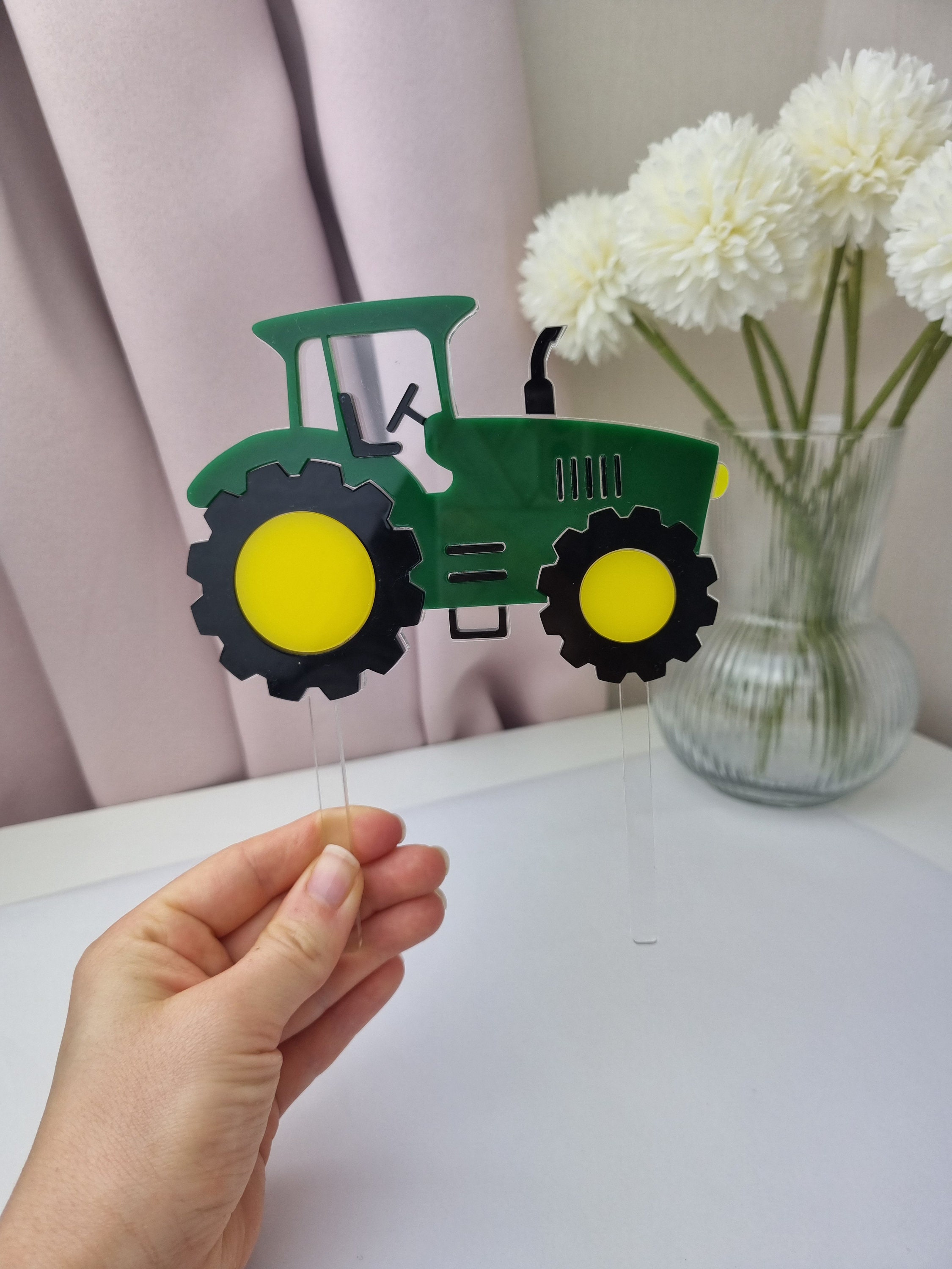 Tractor Cake Topper: Personalized Acrylic Farm Birthday Decor - Etsy