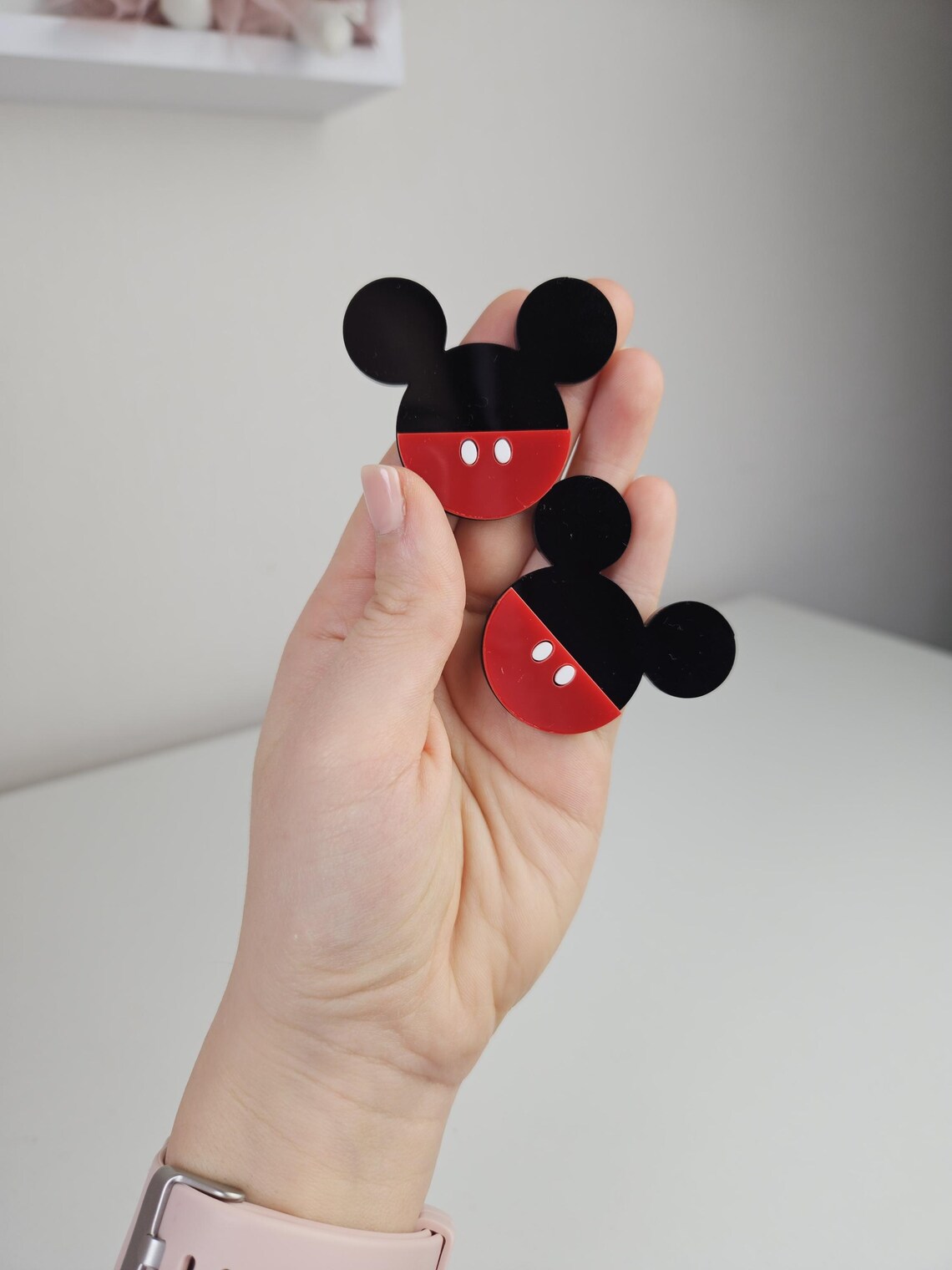 Mickey Mouse Ears Inspired Cake Toppers: Acrylic Black and Red Party ...