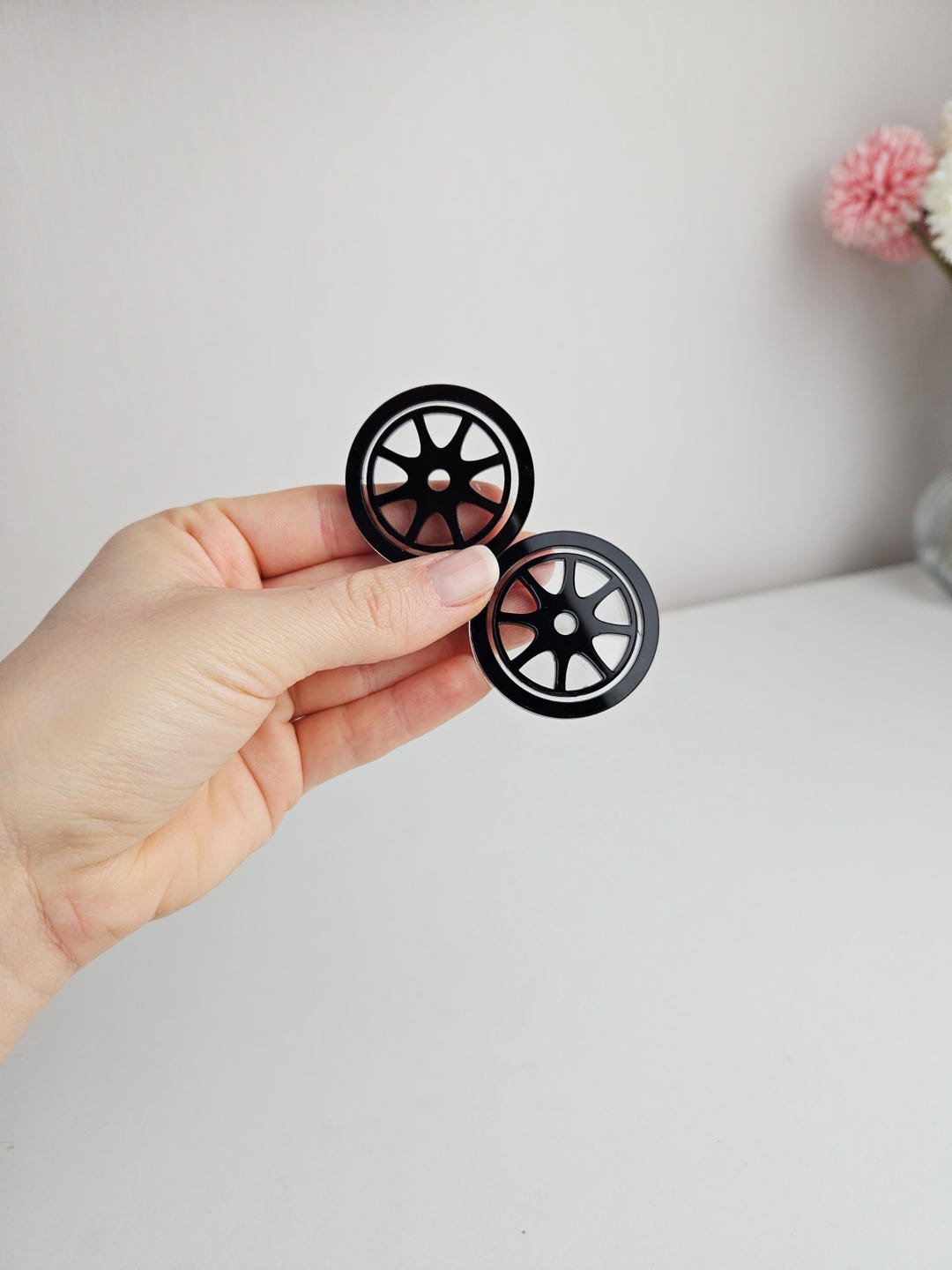 Black Acrylic Racing Car Wheels: Car Cake Topper (set of 2) - Etsy