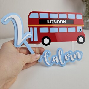 Personalized London Red Bus Cake Topper: Acrylic Birthday Decor - Etsy