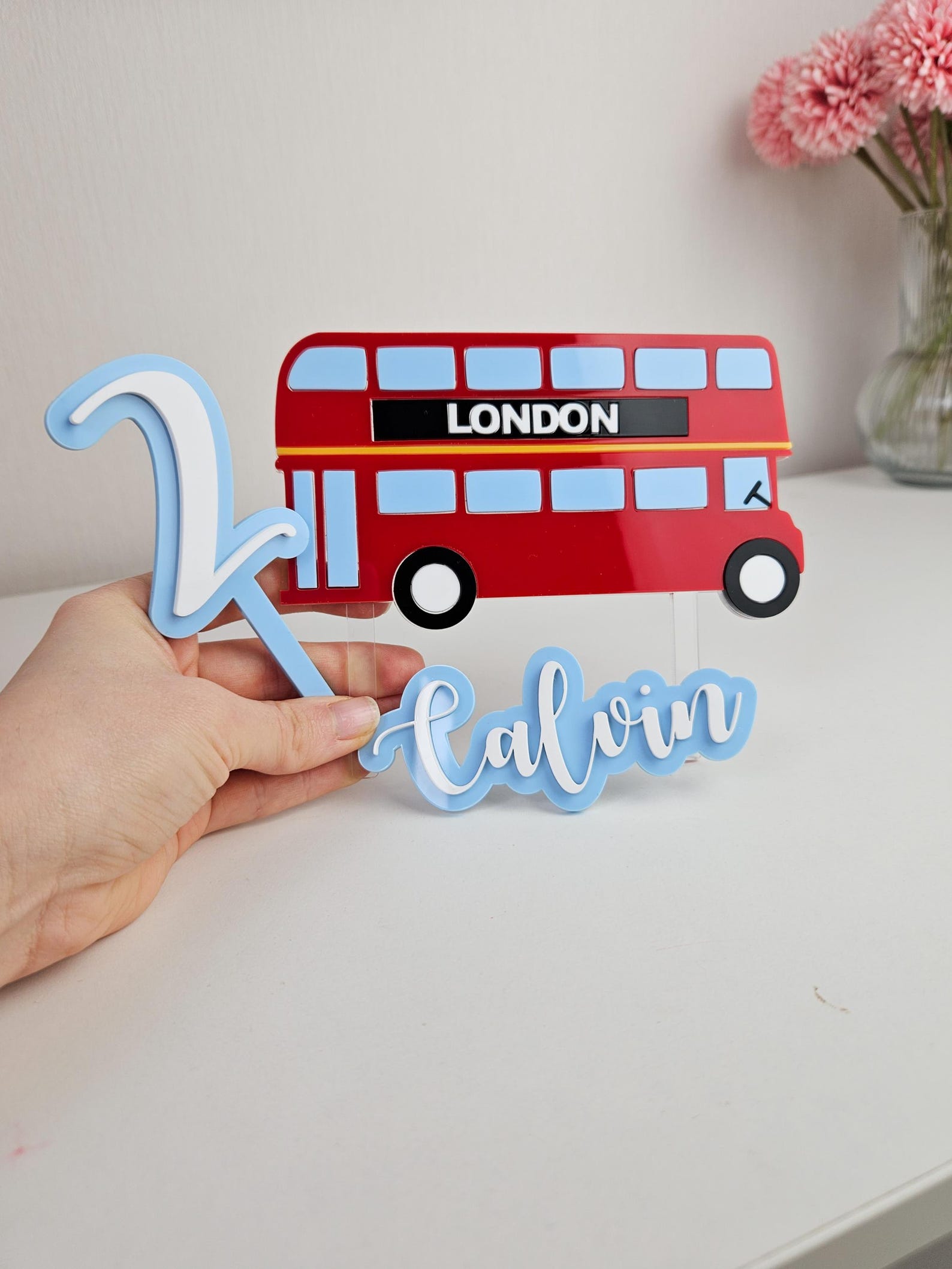 Personalized London Red Bus Cake Topper: Acrylic Birthday Decor - Etsy