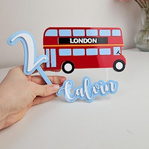 Personalized London Red Bus Cake Topper: Acrylic Birthday Decor - Etsy