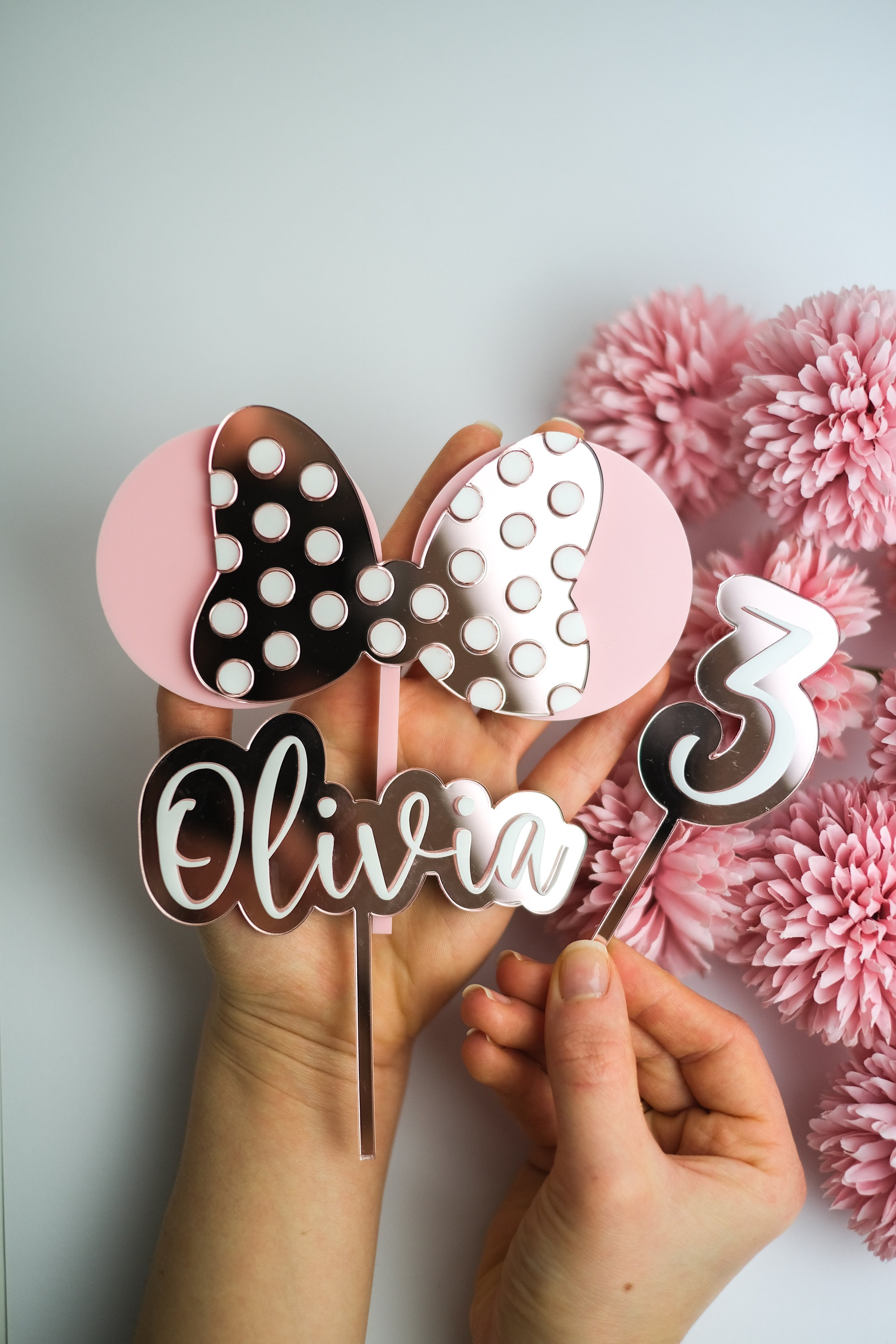 Minnie Mouse Cake Topper Set - Etsy