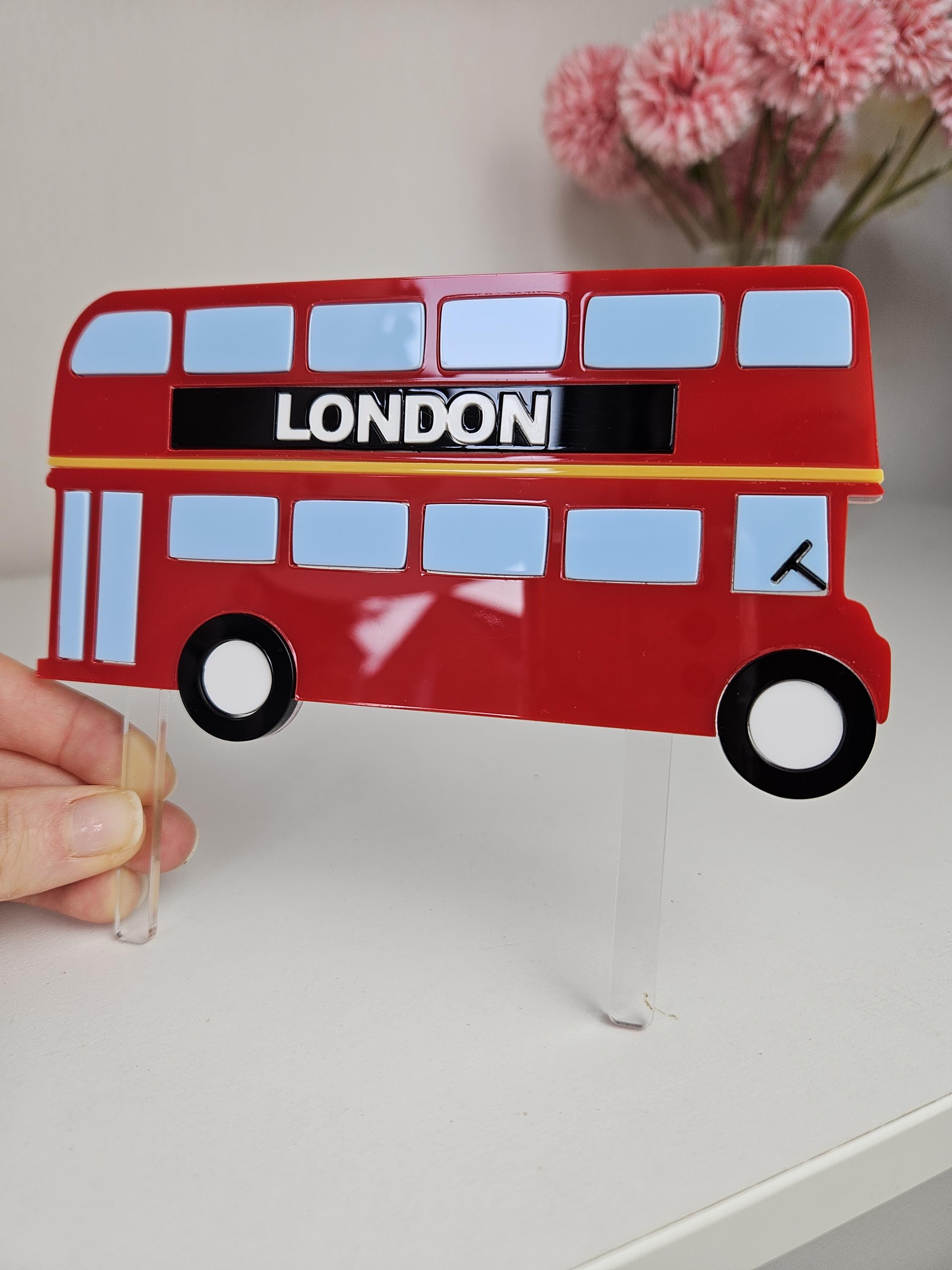 Personalized London Red Bus Cake Topper: Acrylic Birthday Decor - Etsy
