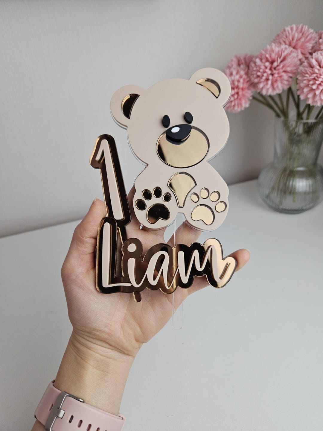 Teddy Bear Cake Topper Set | 1st 2nd 3rd Birthday Topper | Teddy Topper ...