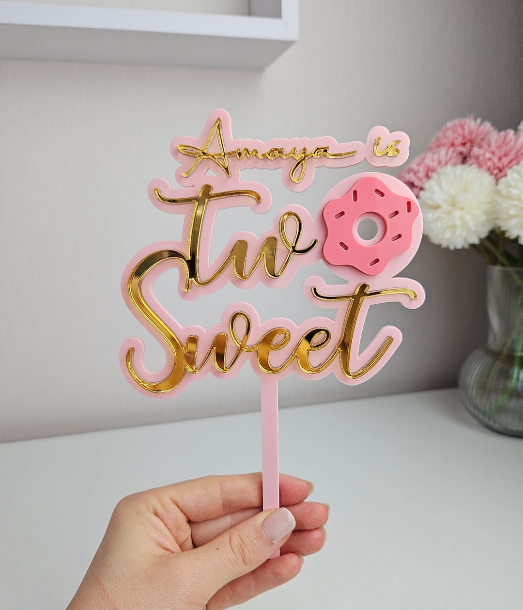 Personalized Two Sweet Donut Cake Topper | Custom Name | 2nd Birthday ...