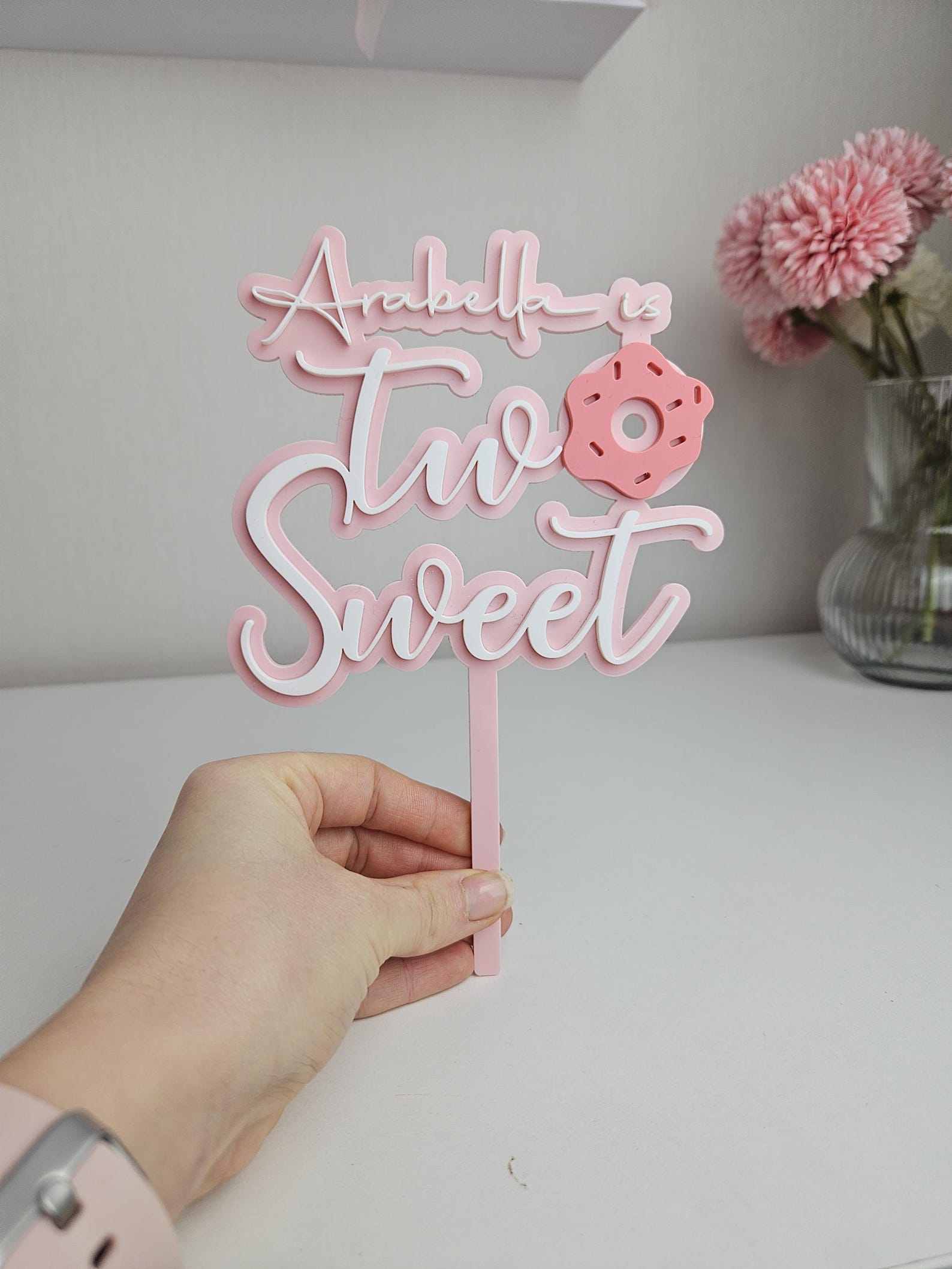 Personalized Two Sweet Donut Cake Topper: 2nd Birthday Party Decor - Etsy
