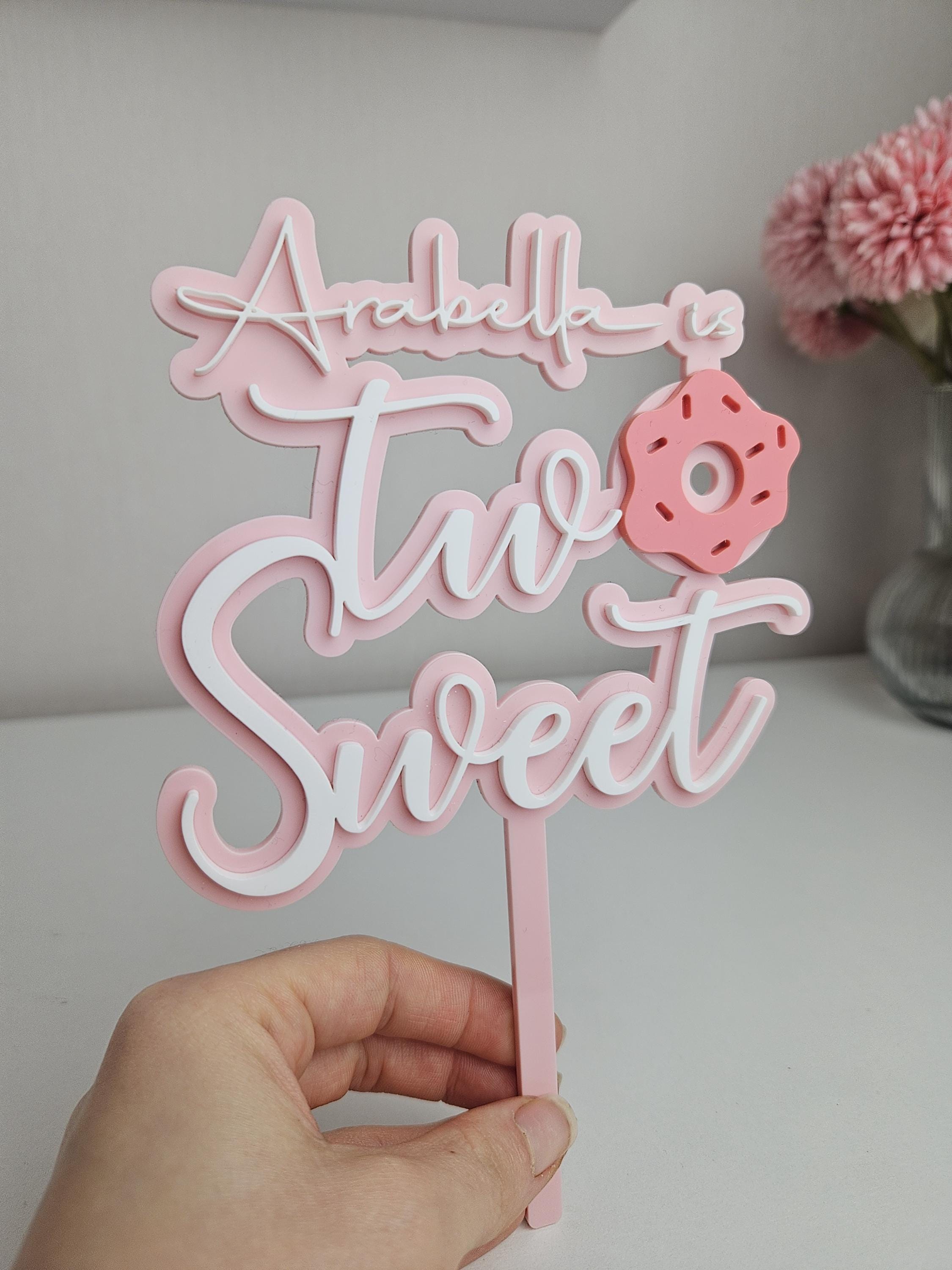 Personalized Two Sweet Donut Cake Topper: 2nd Birthday Party Decor - Etsy