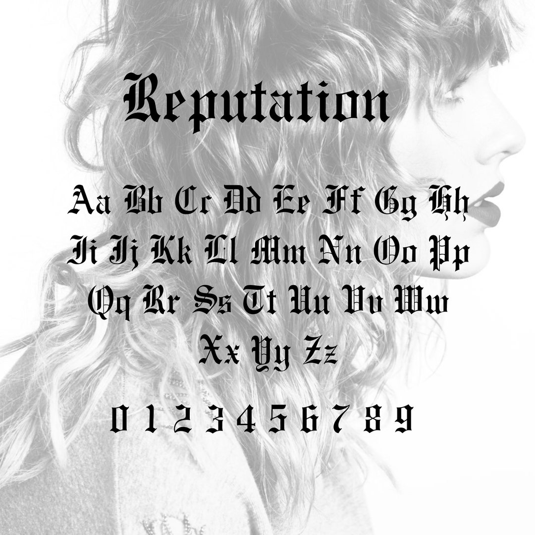 Taylor Swift Reputation Album Font OTF, Font File, Eras Tour, Taylor ...