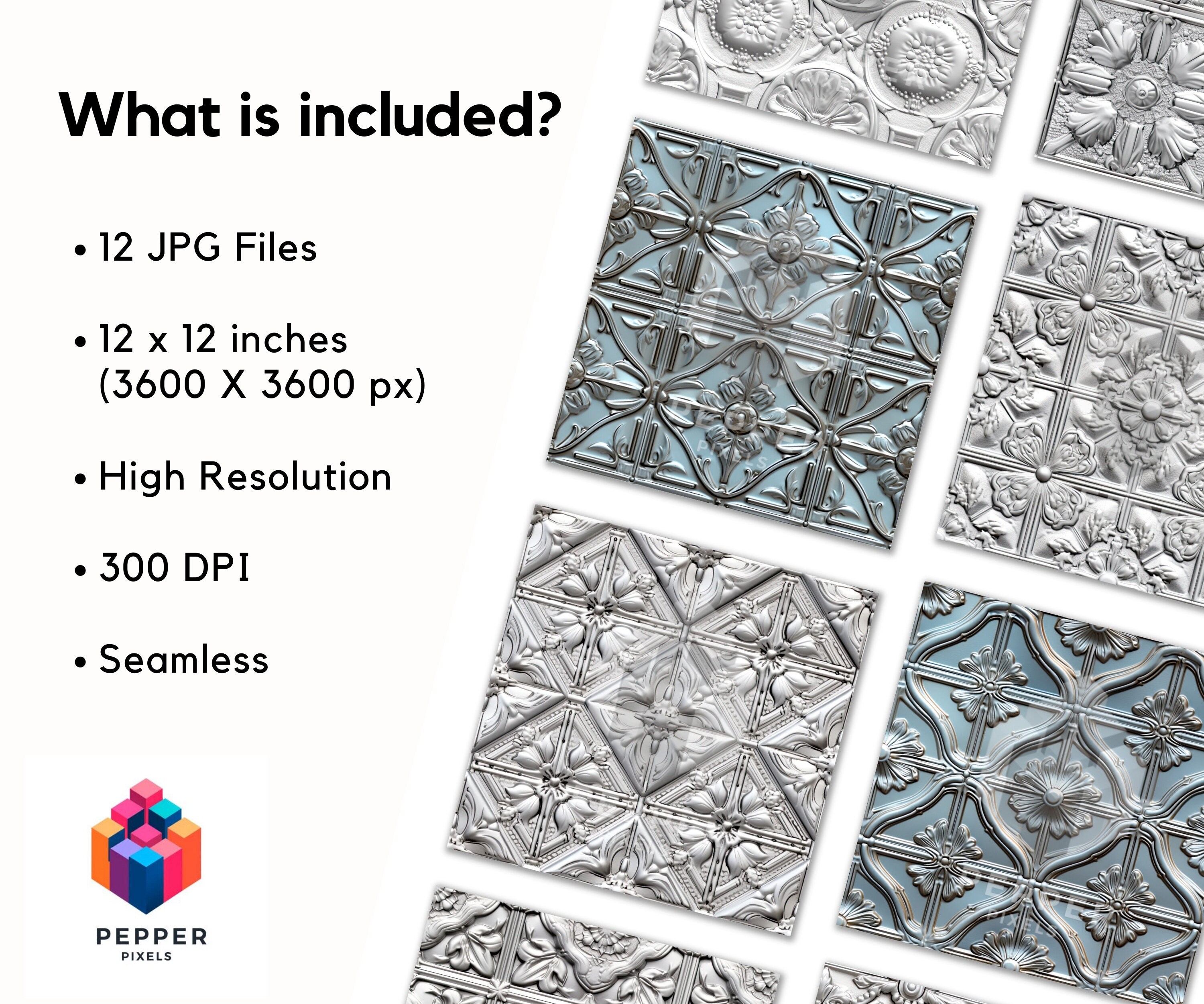 12 Victorian Tin Digital Papers, Seamless Patterns, 12x12, Patterns of ...