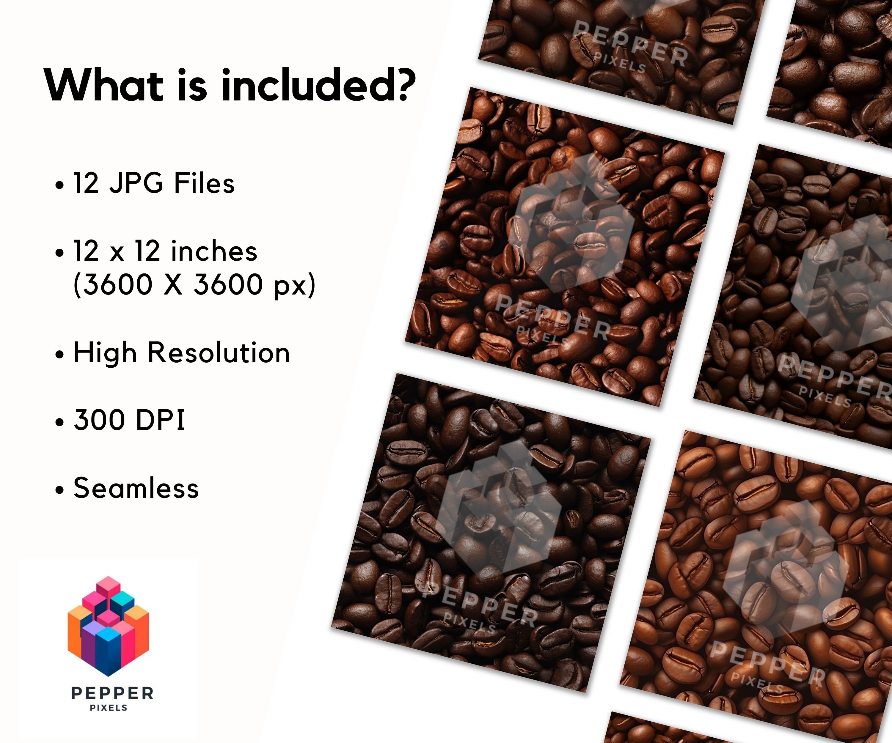 12 Java Joy Digital Papers, Seamless Patterns, 12x12, Realistic 3D ...