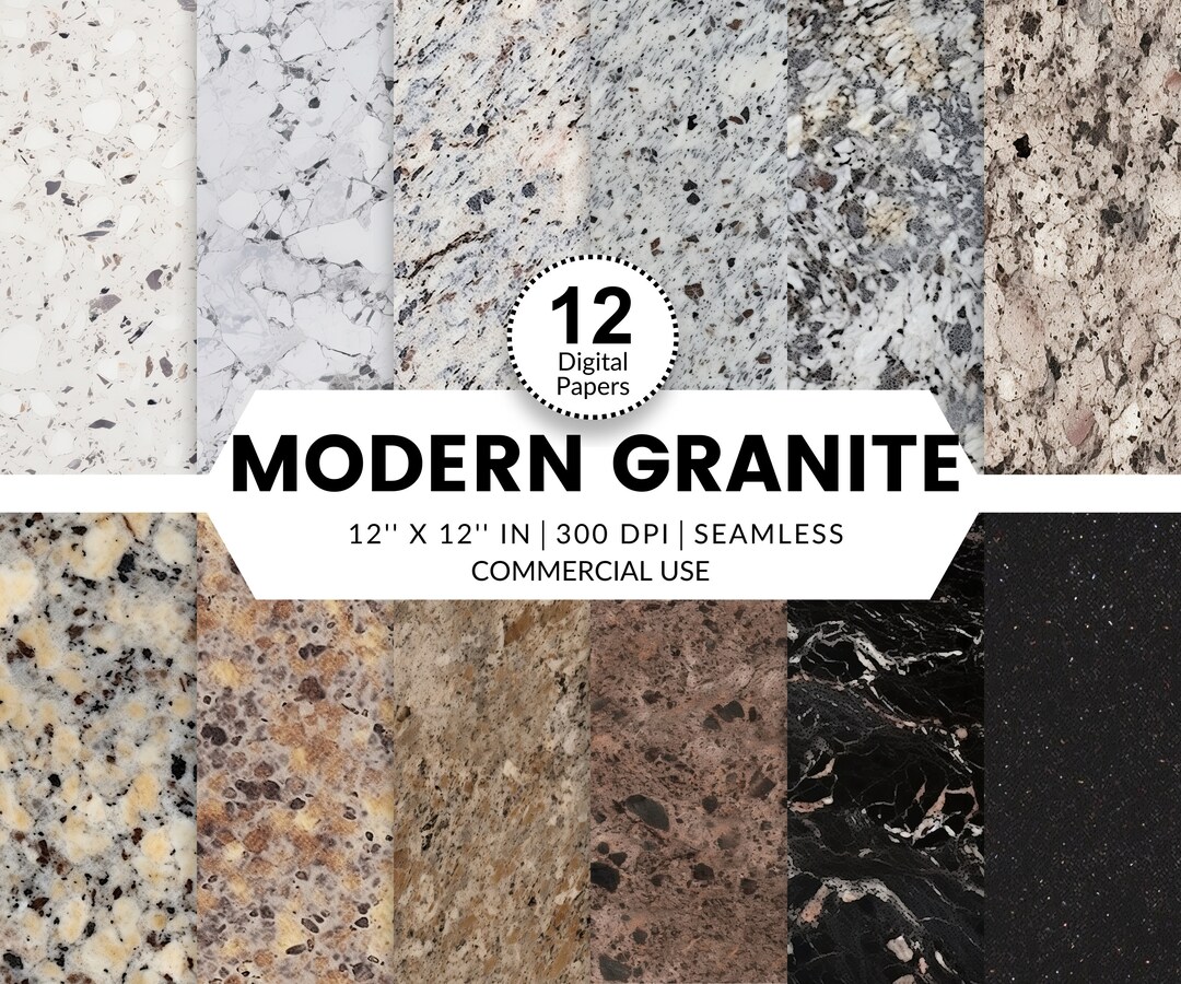 12 Modern Granite Digital Papers, Seamless Patterns, 12x12, Realistic ...