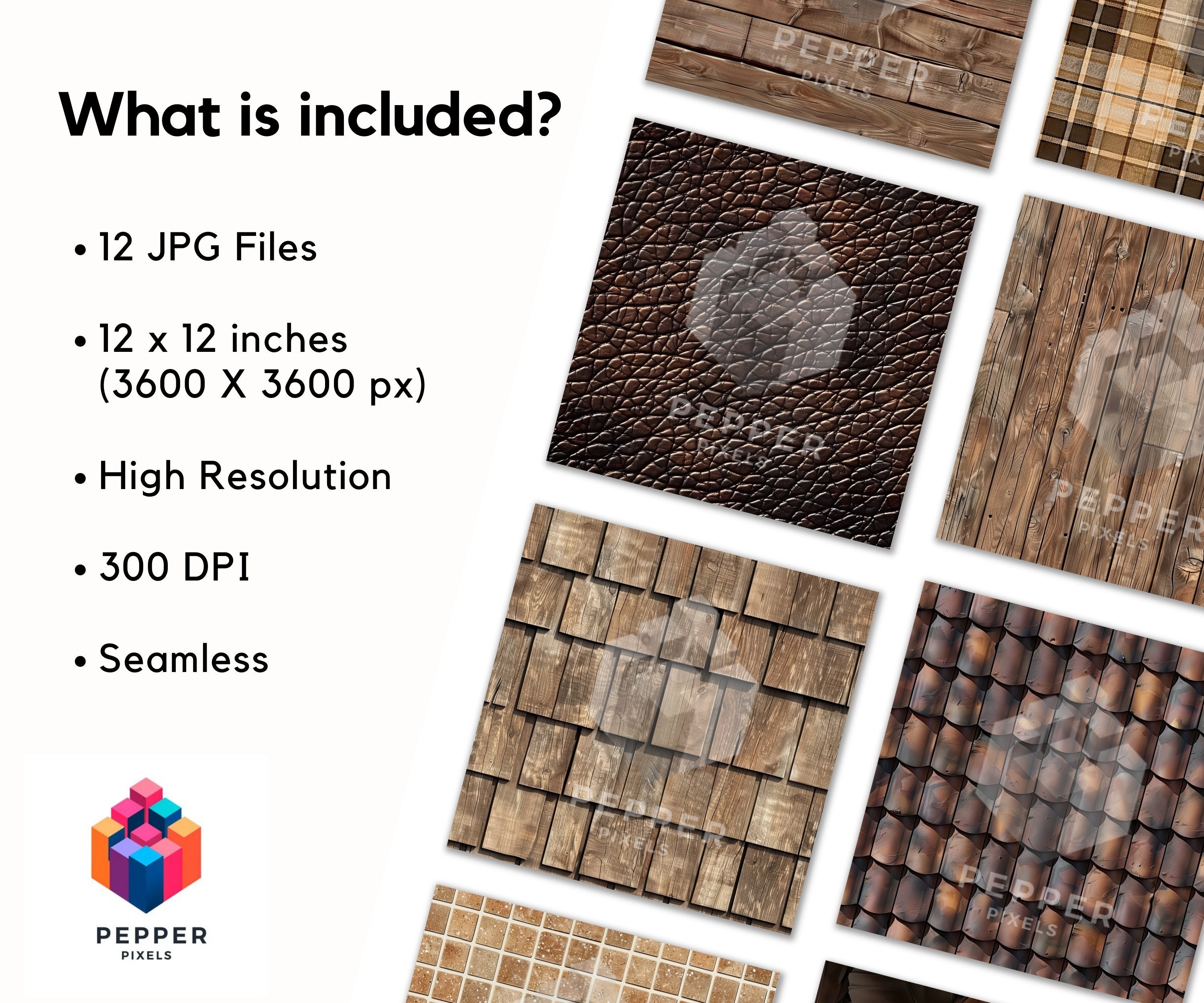 12 Brown Textures Digital Papers, Seamless Patterns, 12x12, Realistic ...