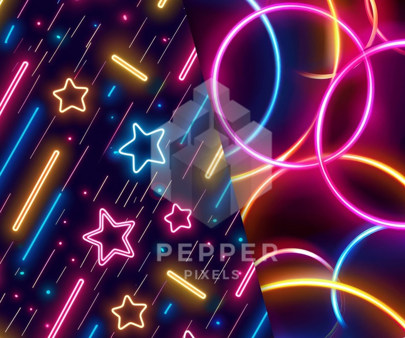 12 Crazy Neon Digital Papers, Seamless Patterns, 12x12, Fun Random ...