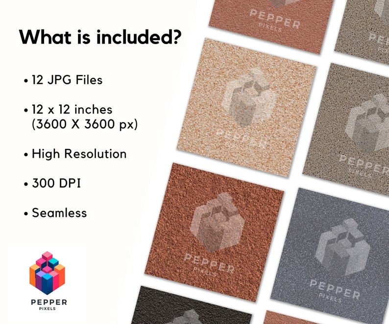 12 Sandpaper Textures Digital Papers, Seamless Patterns, 12x12 ...