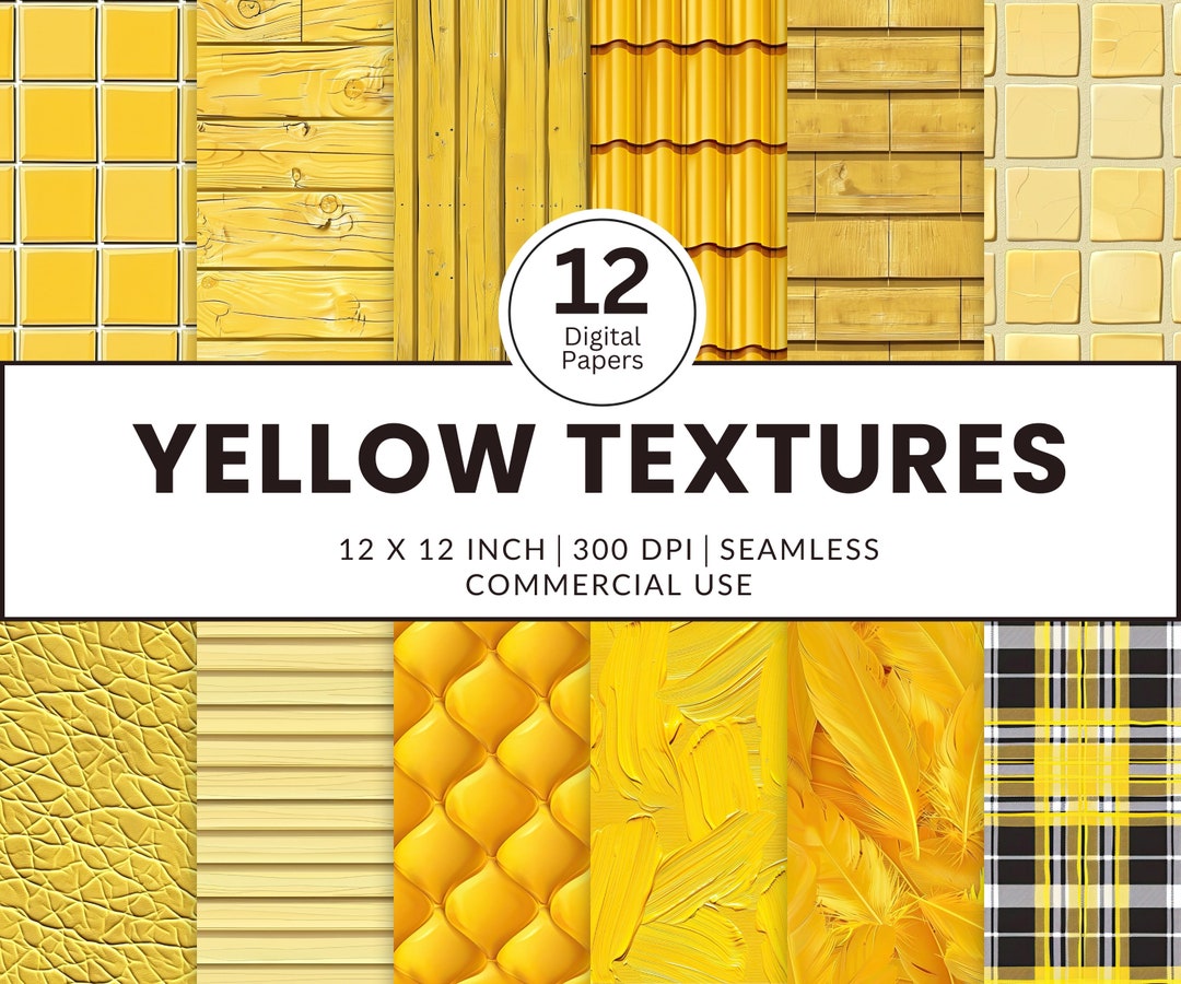 12 Yellow Textures Digital Papers, Seamless Patterns, 12x12, Realistic Images Roof Siding ...