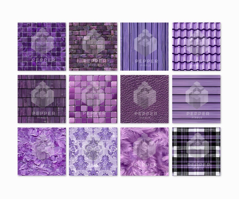 12 Purple Textures Digital Papers, Seamless Patterns, 12x12, Realistic ...