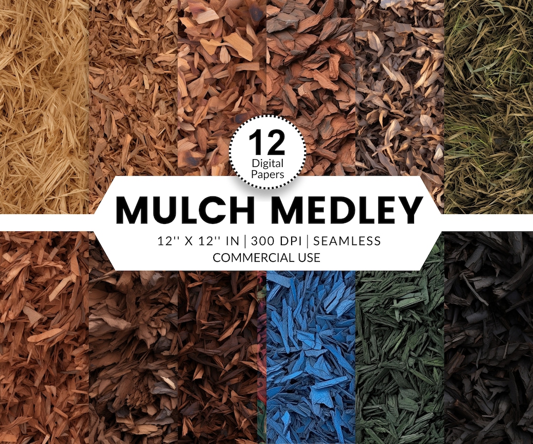 12 Mulch Medley Digital Papers, Seamless Patterns, 12x12, Realistic 3D ...