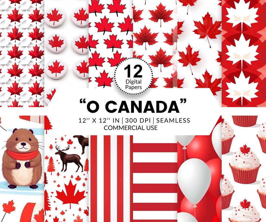 12 o Canada Digital Papers, Seamless Patterns, 12x12, Backgrounds and ...