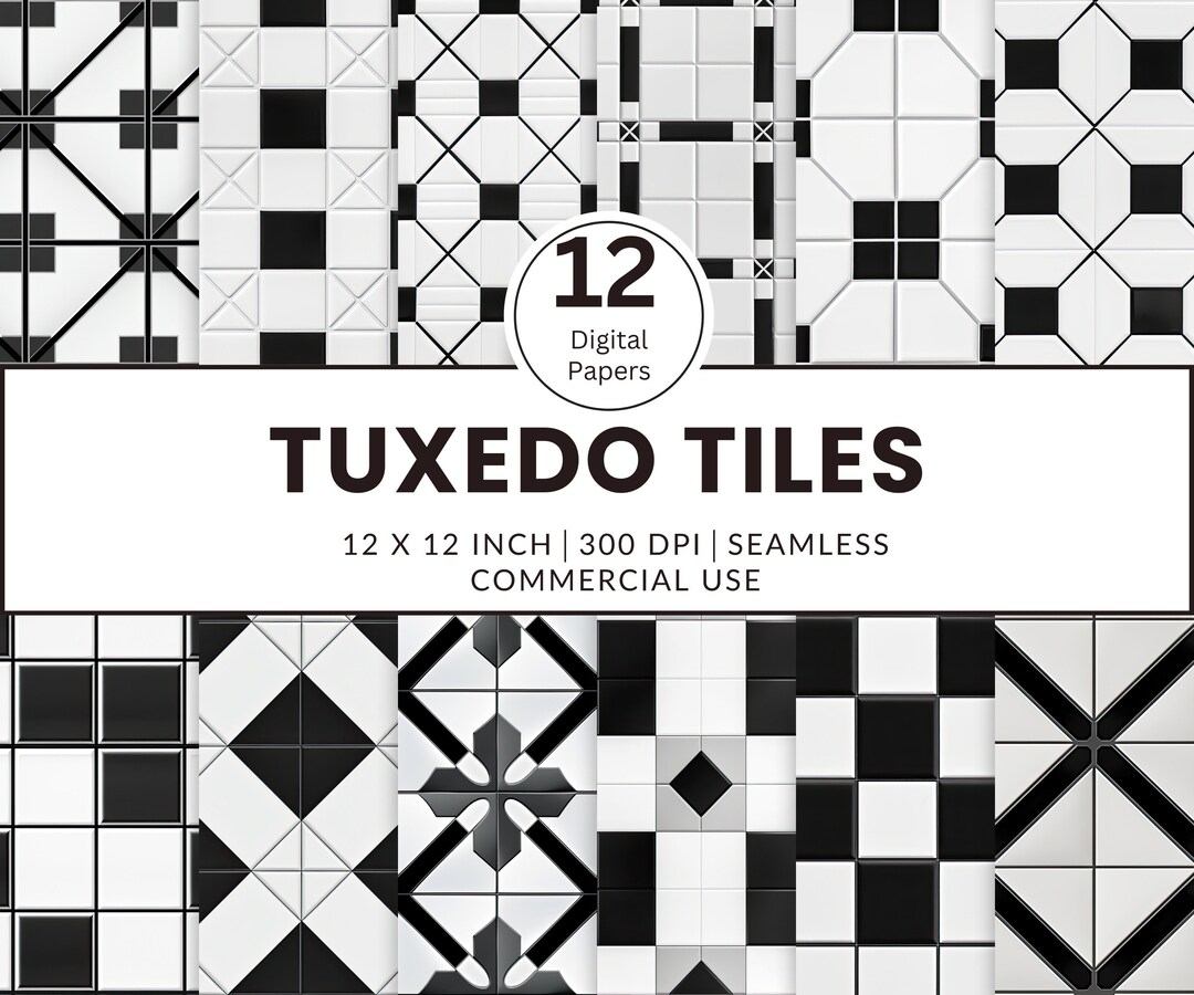 12 Tuxedo Tiles, Seamless Patterns, 12x12, Photo Realistic Textures of ...