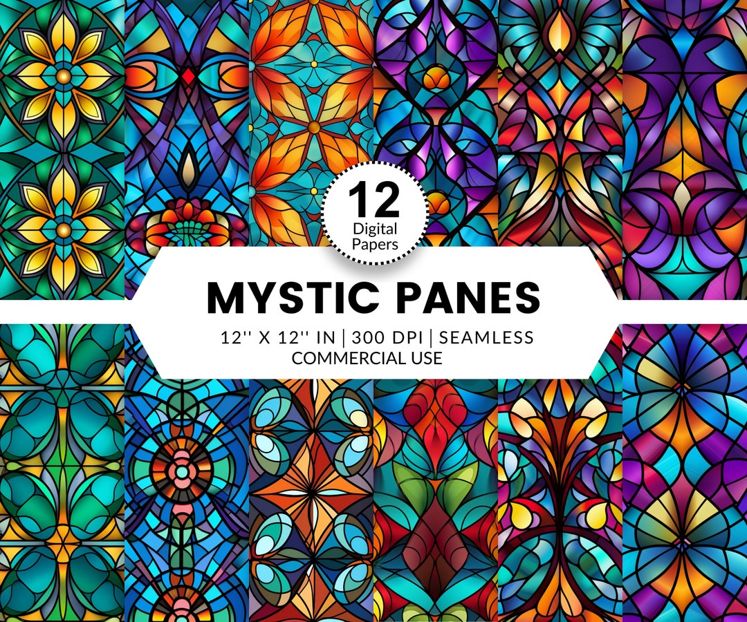 12 Mystic Panes Digital Papers, Seamless Patterns, 12x12, High ...